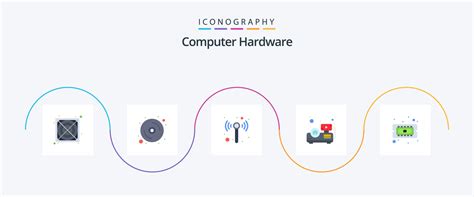 Computer Hardware Flat Icon Pack Including Cpu Wifi Computer Projector Vector