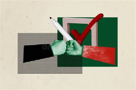 Composite 3d Photo Collage Design Sketch Of Done Success Checkbox Mark Achieve Pen Body Language