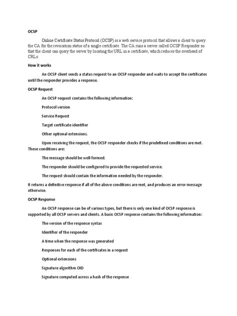 Ocsp Pdf Public Key Certificate Transport Layer Security