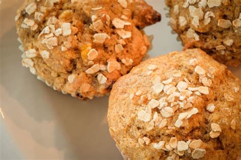 Rustic Corn Muffins With Oats In Close Up View Stock Image Image Of