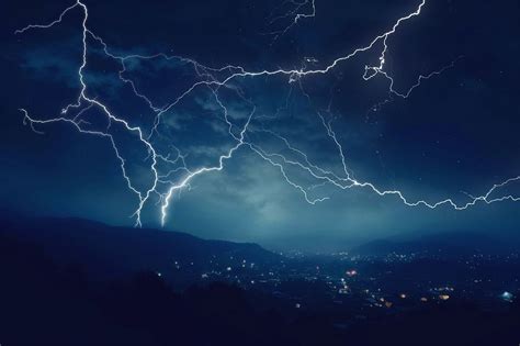 City Night Photo Lightning Effect Free Photo Rawpixel