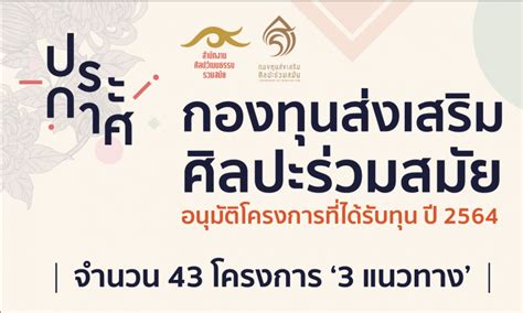 ประกาศแล้ว 43 โครงการ “กองทุนส่งเสริมศิลปะร่วมสมัย” ปี 64