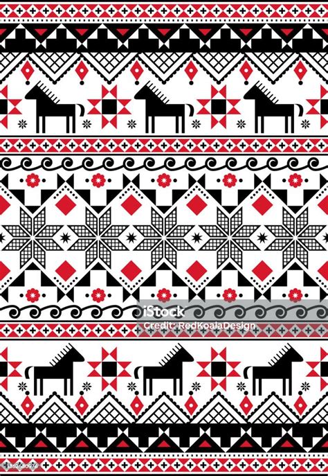 말과 기하학적 모양 민속 예술 부활절 달걀 반복 디자인우크라이나 어 트럽트 패턴 말에 대한 스톡 벡터 아트 및 기타 이미지 말 반복 요소 연속무늬 Istock