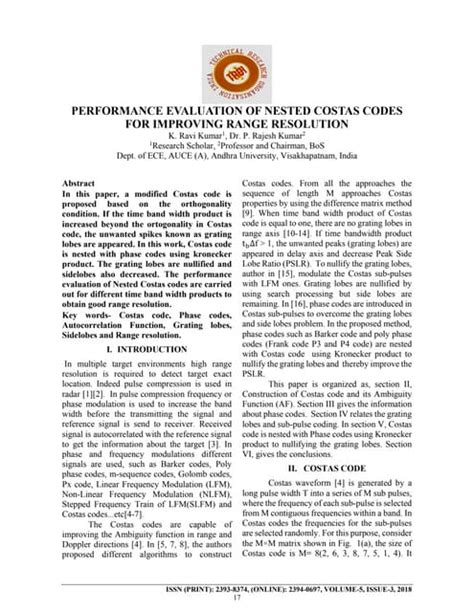 Performance Evaluation Of Nested Costas Codes Pdf