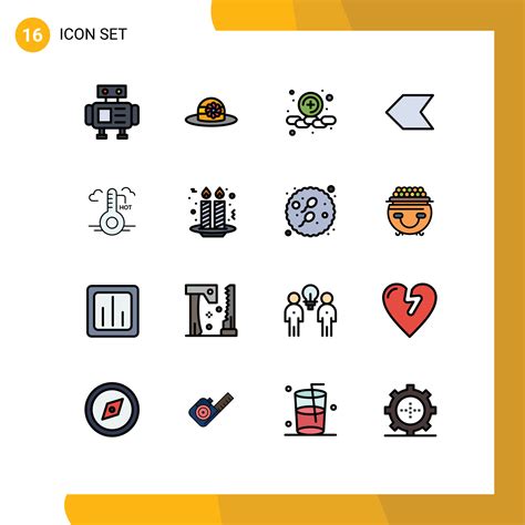 16 Universal Flat Color Filled Lines Set For Web And Mobile Applications Candle Update Web