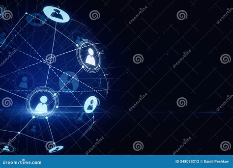Global Communication And Social Network Concept With Digital User Icons Connected By Lines In