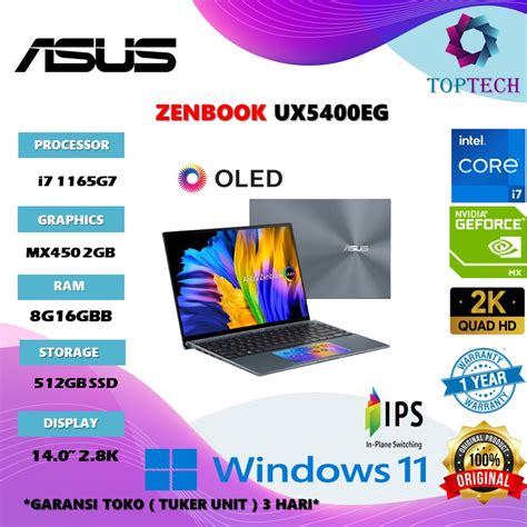 Jual Laptop Asus Zenbook Oled Touch I G Mx Gb Ram Gb Tb Ssd W Pro K