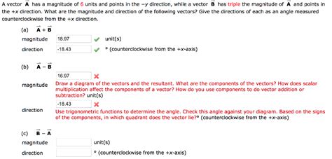 Solved A Vector A Has A Magnitude Of 6 Units And Points In