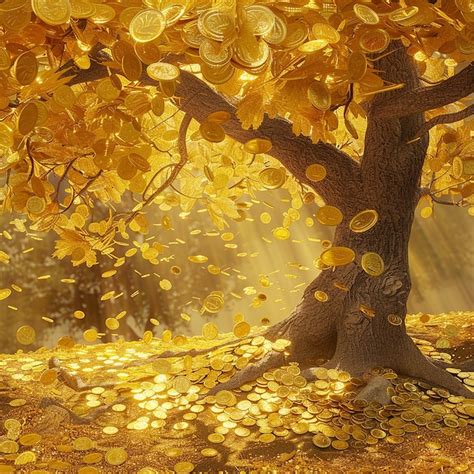 A Tree With Gold Coins And A Tree With The Word Quot Gold Quot On It Premium AI Generated Image