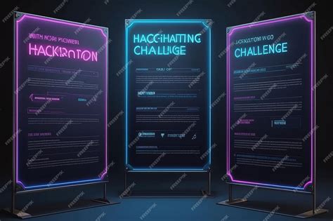Premium Photo Tech Hackathon Coding Challenge Rules Signage Mockup With Empty Space For