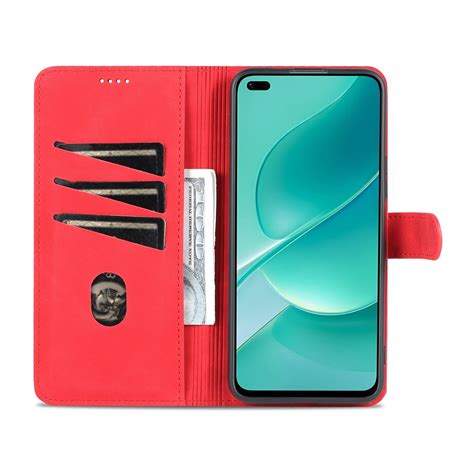 For Huawei Nova Z Enjoy Plus AZNS Skin Feel Calf Texture Flip Leather Phone Case Red