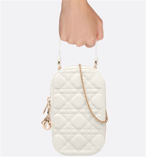 Lady Dior Callin Dior Phone Holder Latte Cannage Lambskin Dior