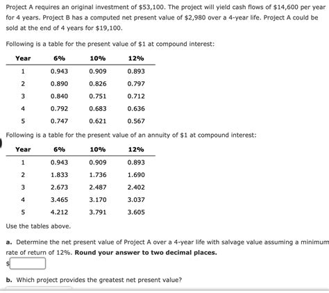 Solved Project A Requires An Original Investment Of 53 100 Chegg