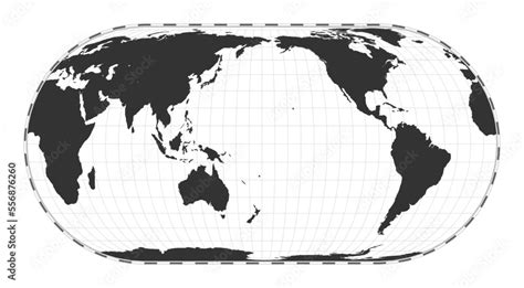 Vector World Map Eckert Iv Projection Plain World Geographical Map With Latitude And Longitude