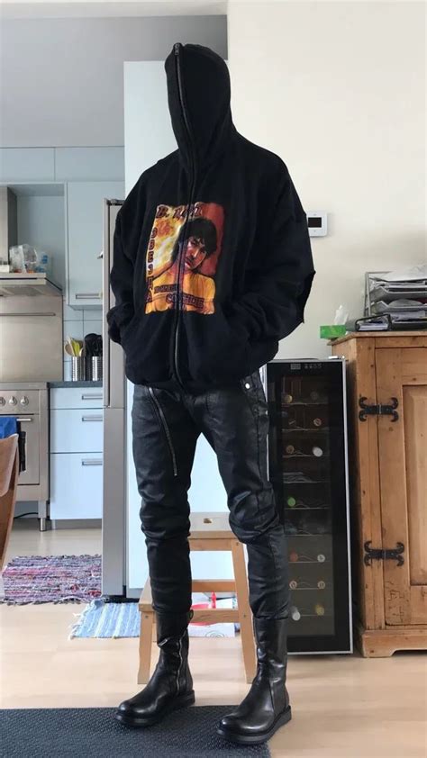 Rick Owens Boots Outfit Winter Mens Fashion Streetwear Mens Outfits