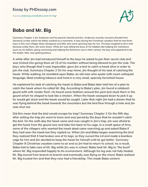 Baba And Mr Big 500 Words