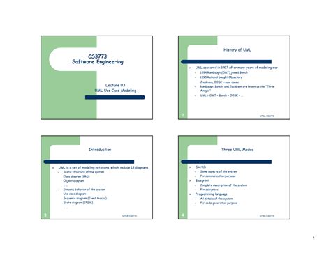 Software Engineering History Of Uml Slides Cs 3773 Docsity