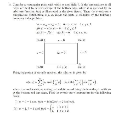 Solved Consider A Rectangular Plate With Width W And Chegg