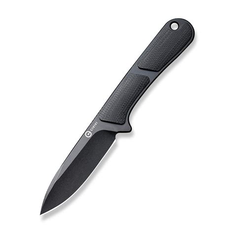 Civivi Mini Elementum Fixed Blade Knife Black G10 Handle Nitro V Drop Point Plain Black Blade