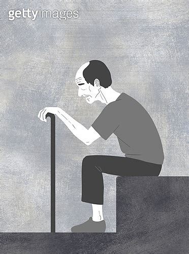 노인 성인 가난 사회이슈 노인문제 소외계층 지팡이 외로움 컨셉 독거노인 이미지 Jv13015176