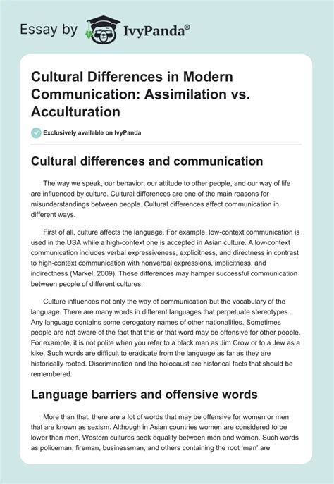 Cultural Differences In Modern Communication Assimilation Vs