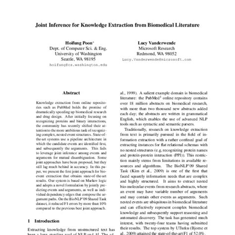 Joint Inference For Knowledge Extraction From Biomedical Literature Acl Anthology