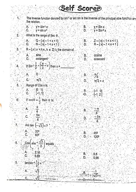 Solution Inverse Trigonometric Function And Trigonometric Practice Quiz With Answers Key