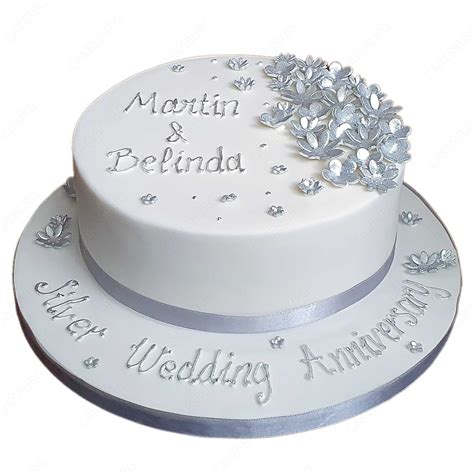 Silver Wedding Anniversary Flower Cake Silver Wedding Anniversary