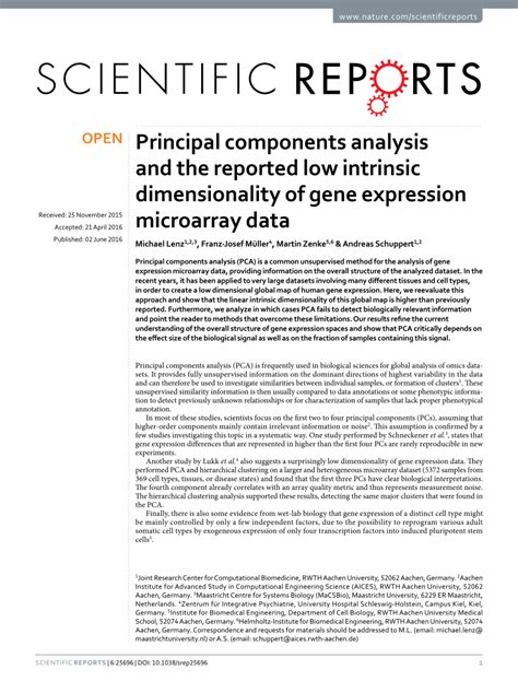 Pdf Principal Components Analysis And The Reported Low Intrinsic Dimensionality Of Gene