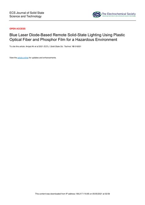 Pdf Blue Laser Diode Based Remote Solid State Lighting Using Plastic Optical Fiber And