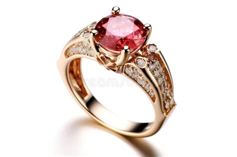 Ruby Ring With Diamonds Isolated On Transparent Background Illustration AI Stock Illustration