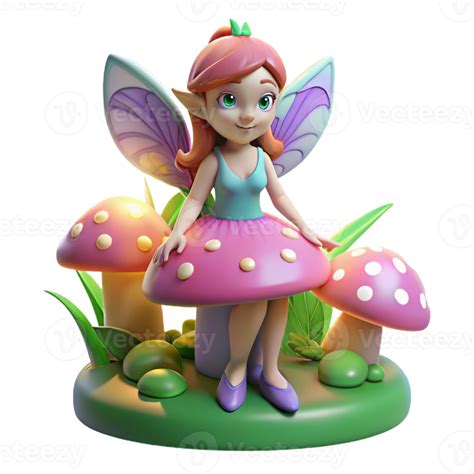 Beautiful Artistic Cute Fairy 3d Render Illustration Premium 56559547 Png