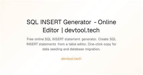 Sql Insert Generator Online Editor Devtooltech