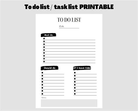 To Do List Printable To Do List Planner Task List Template To Do List