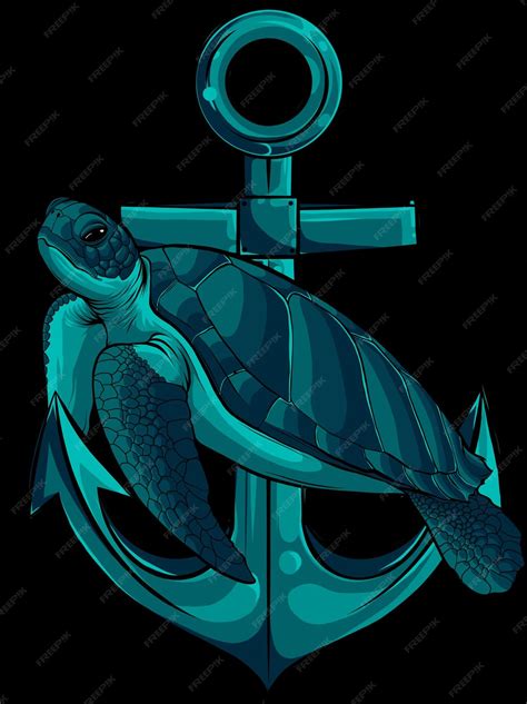 Premium Vector Illustration Of Sea Turtle With Anchor