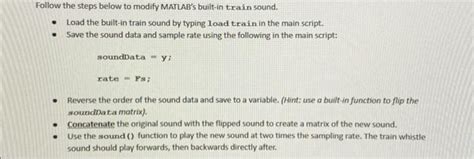 Solved Follow The Steps Below To Modify Matlabs Built In