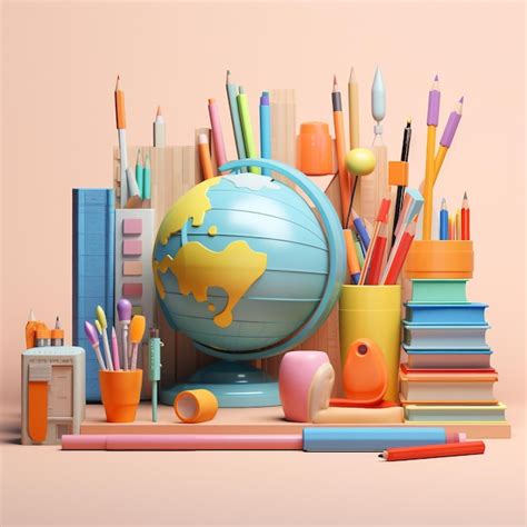Premium Ai Image Back To School 3d Models Clean Background