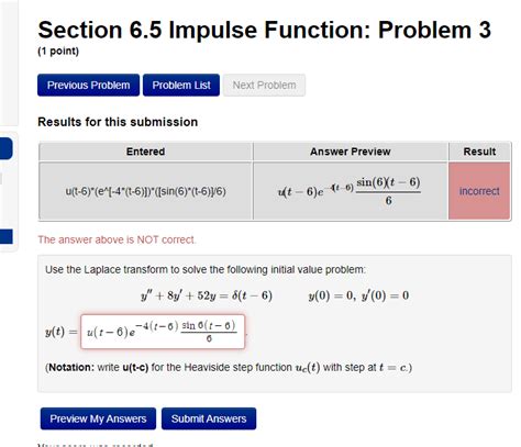 solved section 6 5 impulse function problem 3 1 point