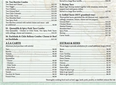Menu — El Chihuahua Restaurant