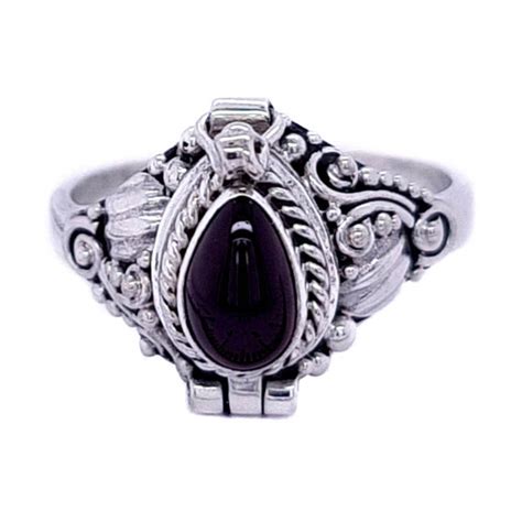 Bsr 102a Handmade Sterling Silver Balinese Poison Ring With Genuine