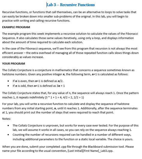 Solved Lab Recursive Functions Recursive Functions Or Chegg
