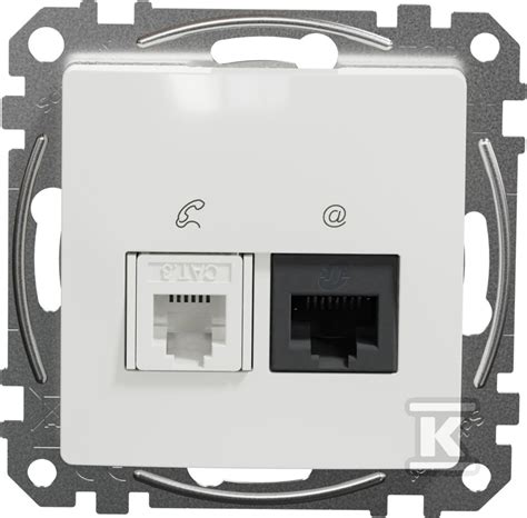 Computer And Telephone Socket Rj45 Cat 5e Utp Rj11 White Sedna