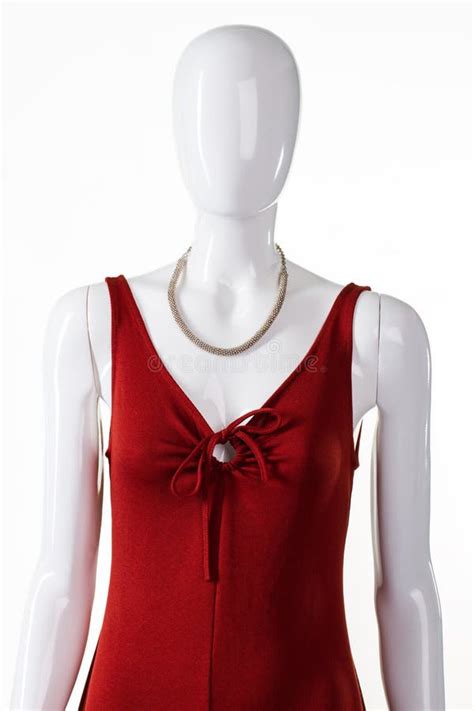 Red Dress With Silver Nacklace Stock Image Image Of Cotton Evening