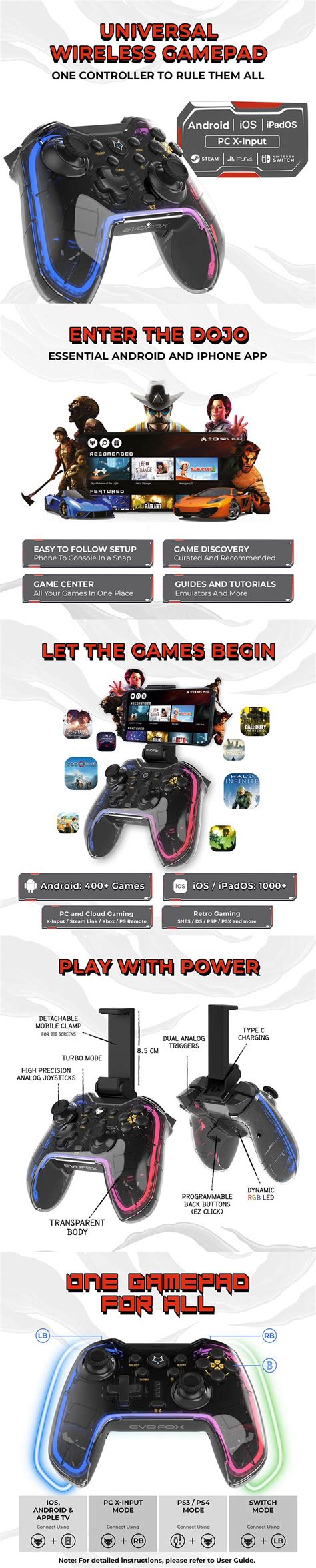 Evofox One Universal Bluetooth Gamepad Amkette