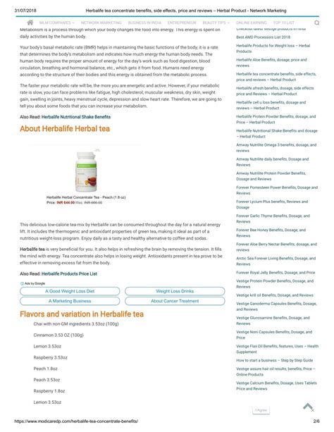 Ppt Herbalife Tea Concentrate Benefits Side Effects Price And