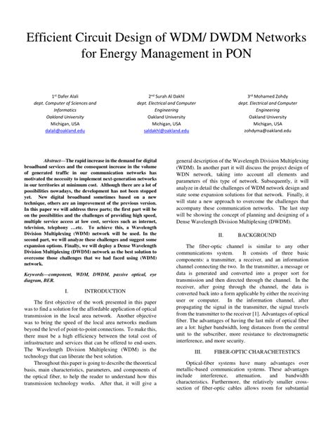Pdf Efficient Circuit Design Of Wdm Dwdm Networks For Energy
