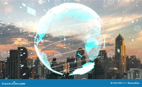 Global Connection And The Internet Network Alteration In Smart City Stock Image Image Of Grid