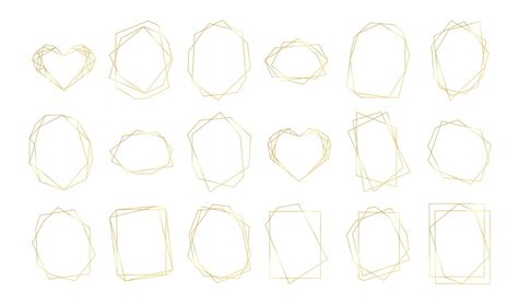 Premium Vector Set Of Golden Geometric Frames Luxury Polygonal Frames