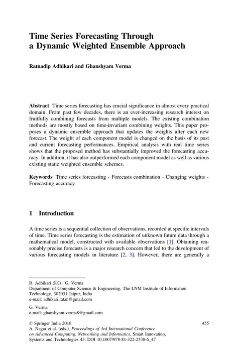 Pdf Time Series Forecasting Through A Dynamic Weighted Ensemble Approach