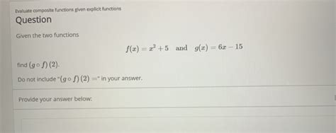 Solved Evaluate Composite Functions Given Explicit Functions Chegg